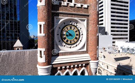 View Of Perth Town Hall Brick Built Clocktower On A Sunny Day Stock