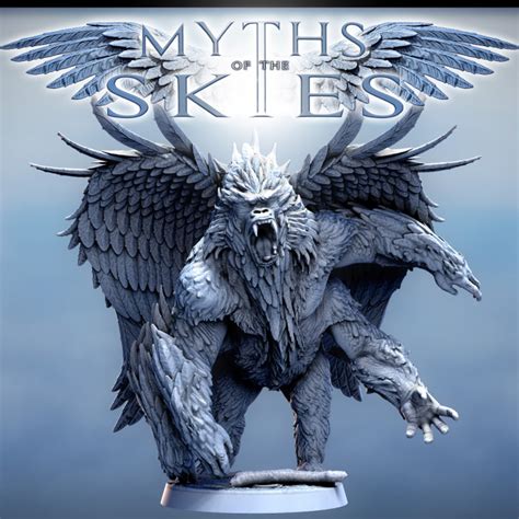 3d Printable Girallon Winged All 3 Poses By Mini Monster Mayhem