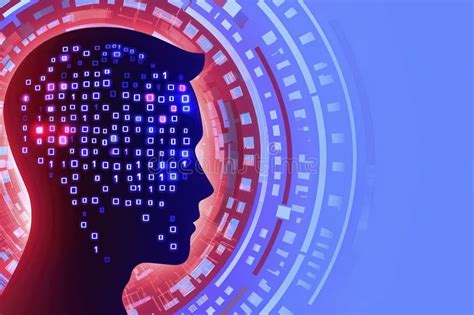 Abstract Digital Head Profile Binary Code Concentric Circles Technology Background Stock