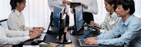Analyst Working On BI Dashboard On Computer Monitor Trailblazing Stock Image Image Of People