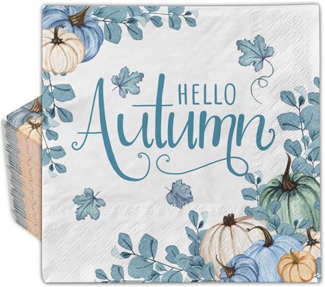 Anydesign 80pcs Fall Pumpkin Paper Napkin Watercolor Maple