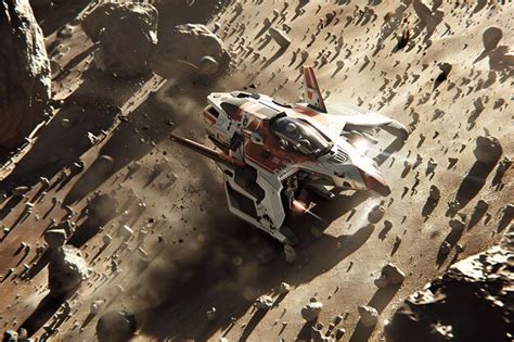 Futuristic Spaceship Landing On A Rocky Planet Premium Ai Generated Image