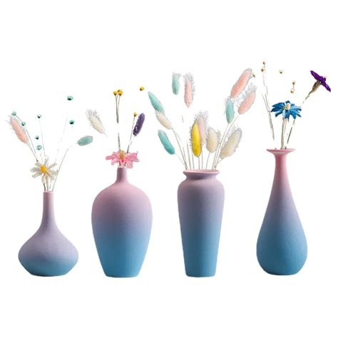 새로운 북유럽 세라믹 다채로운 작은 꽃병 홈 거실 책상 책장 웨딩 테이블 장식 그라데이션 꽃 병 Aliexpress