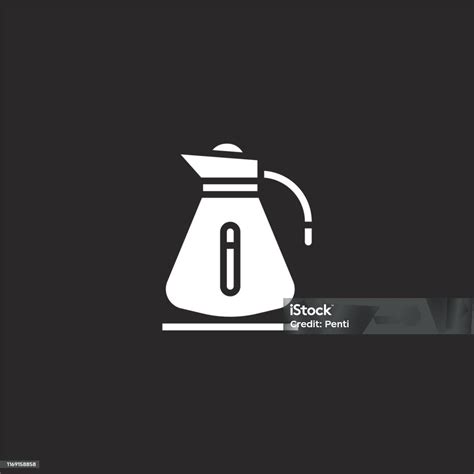 커피 포트 아이콘입니다 웹 사이트 디자인 및 모바일 앱 개발을위한 채워진 커피 포트 아이콘 검은 배경에 고립 된 채워진 아침