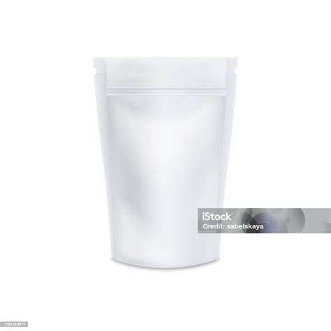 사실적인 흰색 파우치 가방 모형 브랜딩 디자인을위한 빈 커피 또는 차 패키지 3차원 형태에 대한 스톡 벡터 아트 및 기타 이미지 3차원 형태 가득 찬 가방 Istock