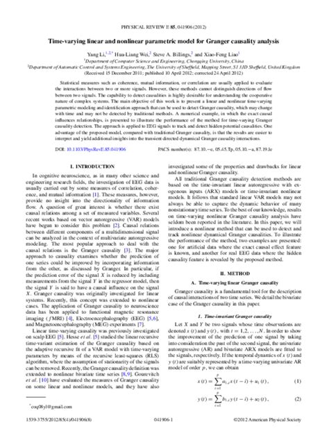 Time Varying Linear And Nonlinear Parametric Model For Granger Causality Analysis