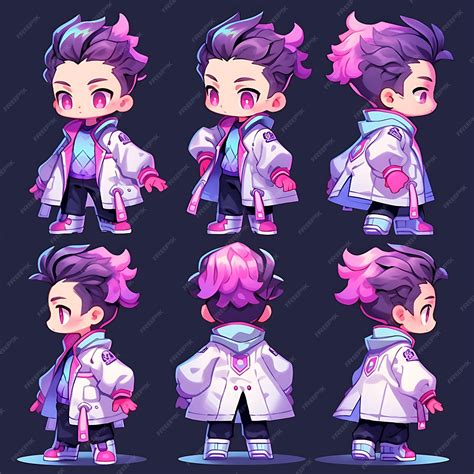Premium Photo Character Of Male Chibi Kawaii Scientist Lab Coat Neon Colors Microscope Concept