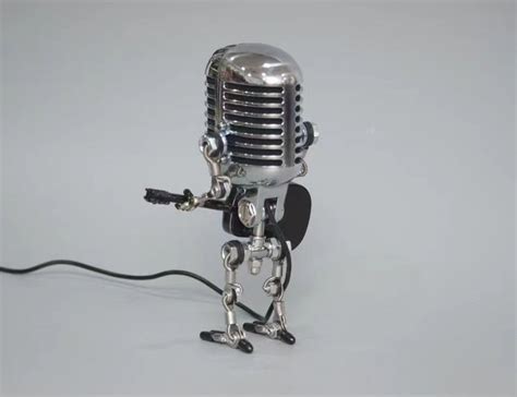 Exclusive Vintage Metal Microphone Robot Desk Lamp