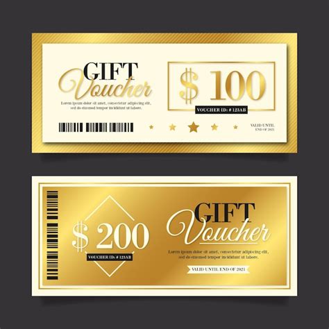 황금 선물 바우처 서식 파일 무료 벡터