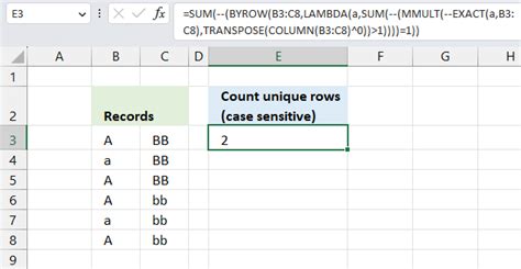 Filter Unique Distinct Records Case Sensitive