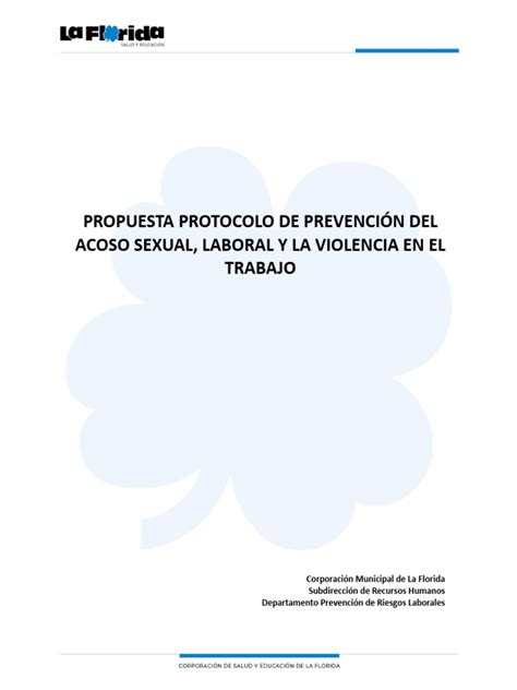 Protocolo De Prevencion Del Acoso Sexual Laboral Y Violencia En El