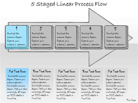 1113 Business Ppt Diagram 5 Staged Linear Process Flow Powerpoint