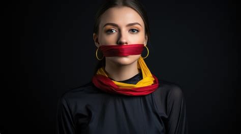 Premium Ai Image A Woman With Her Mouth Tied Freedom Of Speech