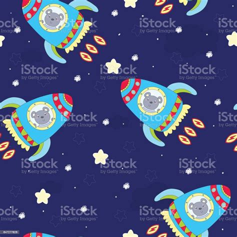 공간 벡터 일러스트 레이 션에 귀여운 곰과 함께 샘플 패턴입니다 곰에 대한 스톡 벡터 아트 및 기타 이미지 곰 귀여운