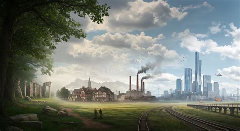 A Picturesque Landscape Juxtaposes Old And New On The Left A Tree And Ancient Stock