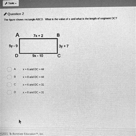 Question 2 The Figure Shows Rectangle Abcd What Is The Value Of X And