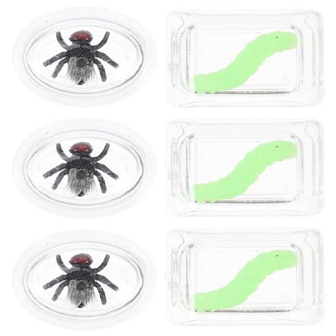 6pcs Fake Ice With Insect Prank Insect Ice Cube Toys Simulated Ice Cube