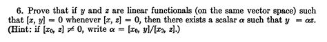 vector spaces an exercise about linear functionals mathematics
