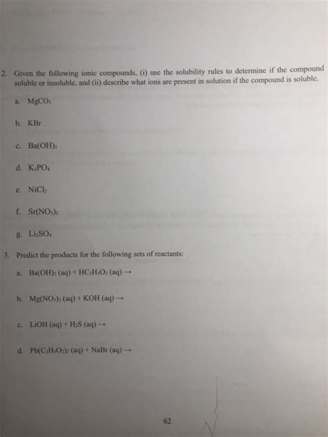 Solved Given The Following Ionic Compounds I Use The Chegg