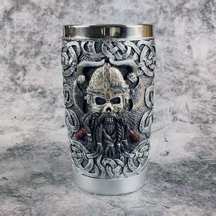 新款个性维京人骷髅随手复古啤酒杯中世纪维京海盗马克杯酒吧酒杯 阿里巴巴
