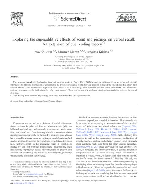 Pdf Exploring The Superadditive Effects Of Scent And Pictures On