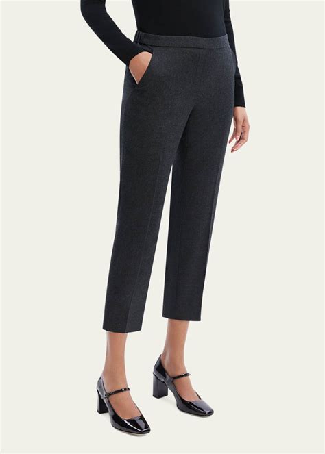 Theory Treeca Virgin Wool Flannel Cropped Pull On Pants Bergdorf Goodman
