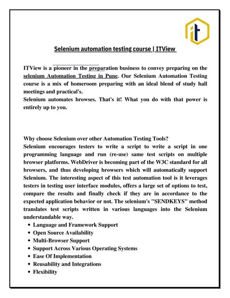 Ppt Selenium Automation Testing Course Itview Powerpoint Presentation Id11172008