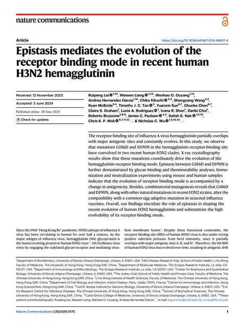 Pdf Epistasis Mediates The Evolution Of The Receptor Binding Mode In Recent Human H3n2