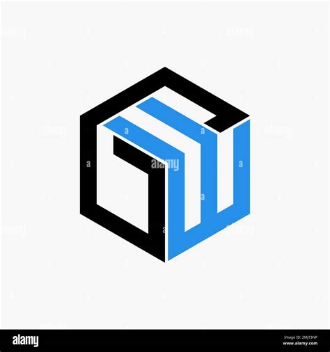 Simple And Unique Letter Or Word Gw Or Wg Font With Line Cut On Hexagon Graphic Icon Logo Design