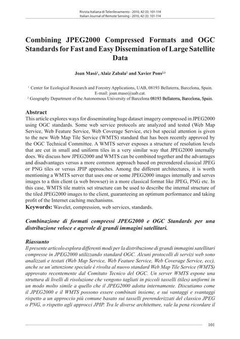 Pdf Combining Jpeg2000 Compressed Formats And Ogc Standards For Fast And Easy Dissemination Of
