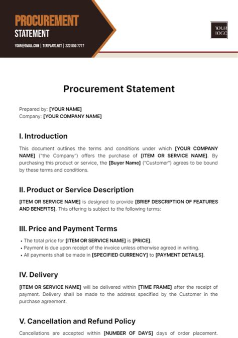 Free Procurement Statement Template To Edit Online