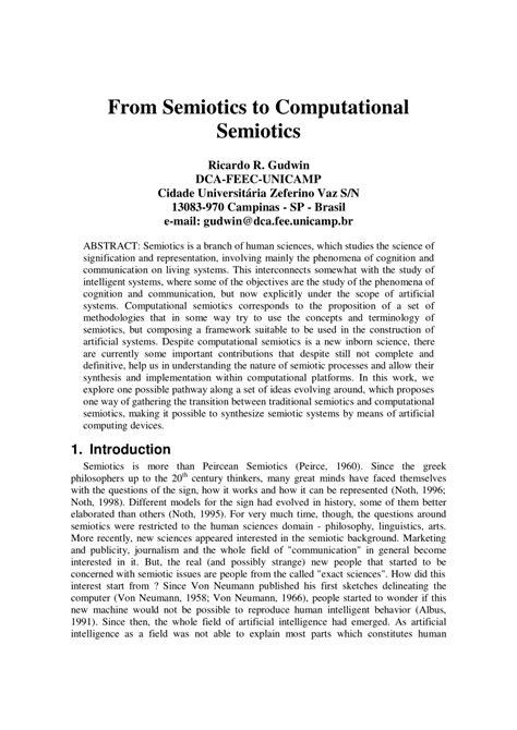 Pdf From Semiotics To Computational Semiotics