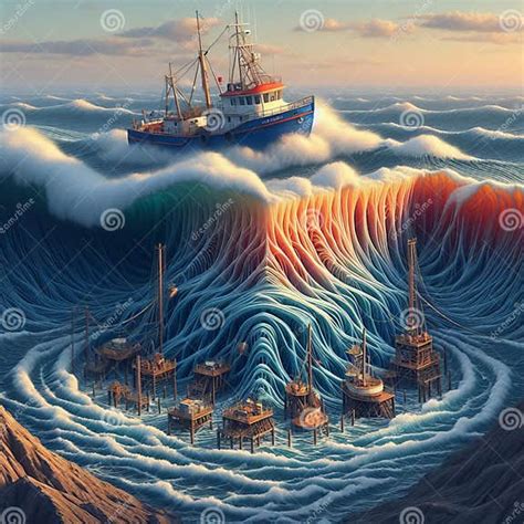 Wave Induced Current A Current Generated By The Interaction Of Creative Unusual Stock Image