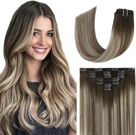 8pcs Dark Brown Clip In Hair Extensions Real Human Hair