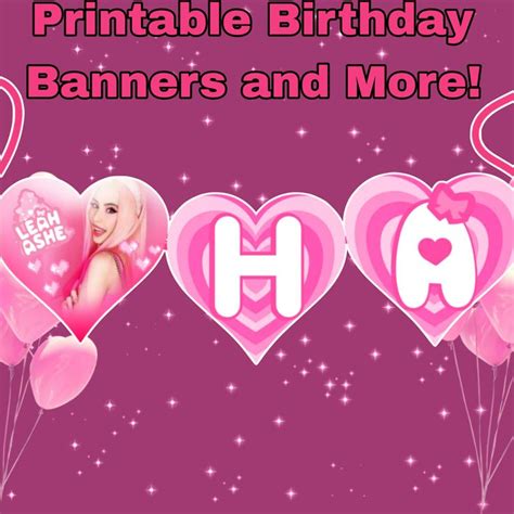 Leah Ashe Birthday Party Banner Decoration Printable Banner Toppers