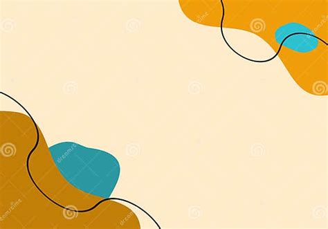 Simple Abstract Art Minimalist Wavy Lines And Cute Colorful Blob Shapes Background Simple