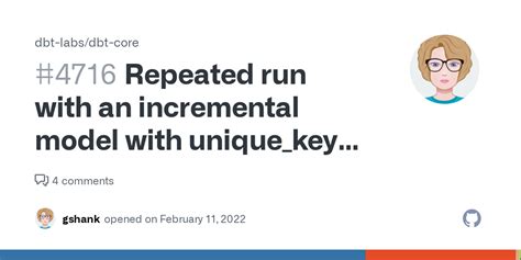 Repeated Run With An Incremental Model With Unique Key Id Fails