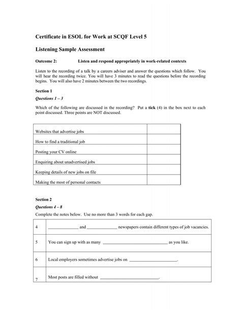 Certificate In Esol For Work At Scqf Level 5 Listening Sample