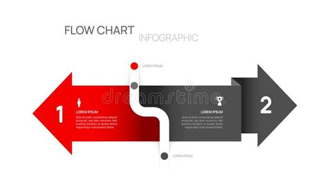 Infographic Flow Chart Arrow Business Template With Icons And 2 Options Or Steps Vector Design