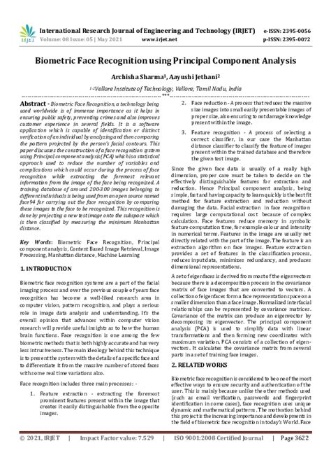 Pdf Biometric Face Recognition Using Principal Component Analysis