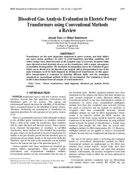 Pdf Dissolved Gas Analysis Evaluation In Electric Power Transformers