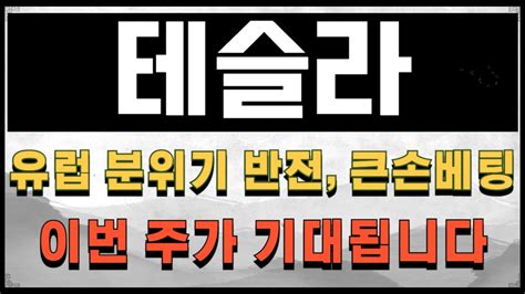 테슬라 주가전망 이번 주가 기대됩니다 유럽 판매량 증가 큰손들의 포지션 확대 Youtube