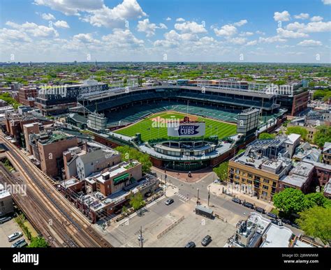 Chicago Illinois Usa 16th May 2022 Aerial View Of Wrigley Field