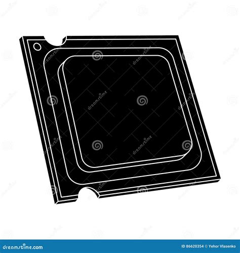 Central Processing Unit Icon In Black Style Isolated On White Background Personal Computer