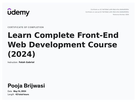 pooja brijwasi on linkedin completed frontend web development course from udemy