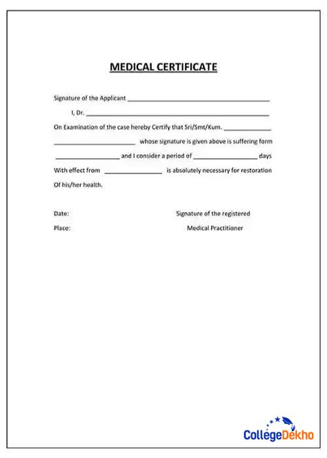 Medical Certificate Format For Students Medical Certificate Format For