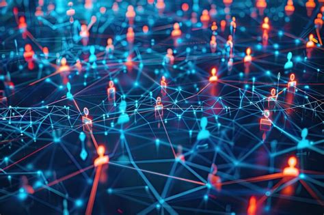 Digital Network Of Interconnected People On Computer Screen Premium