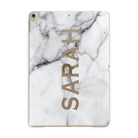 Personalised Clear Name See Through Grey Marble Apple Ipad Case Dyefor