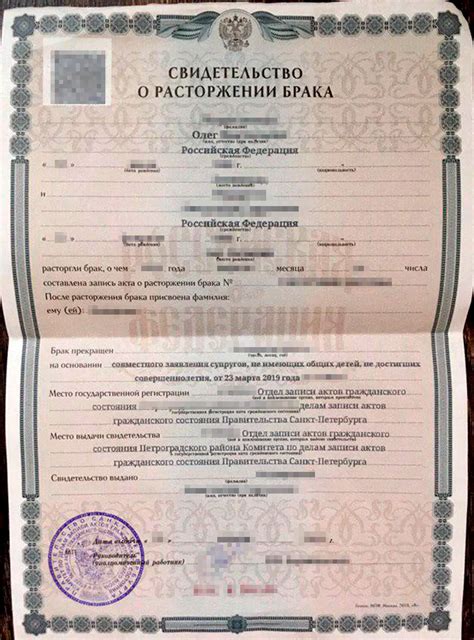 Свидетельство о расторжении брака 2025