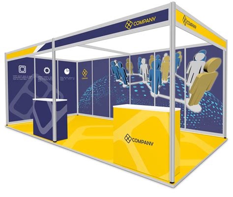 6×3 Shell Scheme Booth Photoshop Mockup Realistic 3d Display